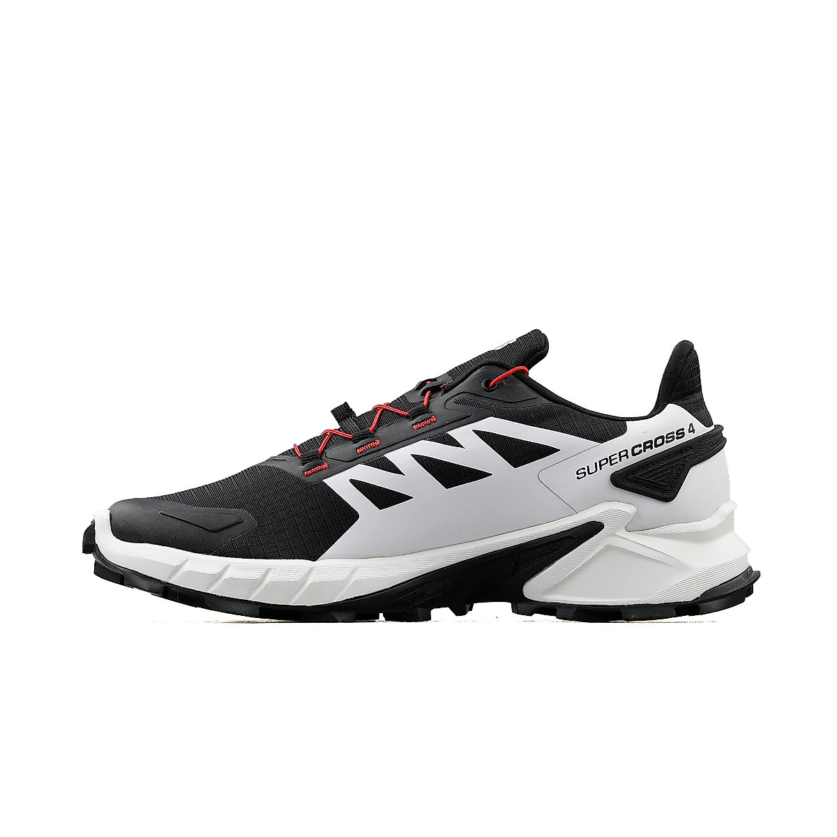 Salomon Supercross 4 Trail Running Shoes Mens Sz 9 Black/White/Fiery Red