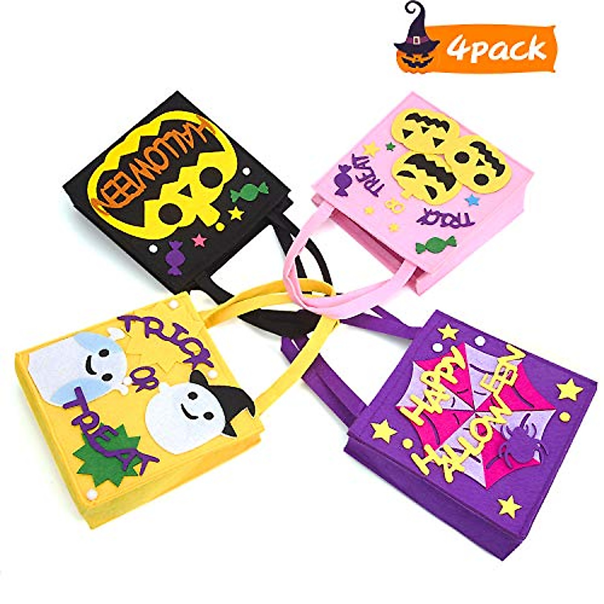 Xflyee Halloween Bags Trick or Treat Gift Bags Reusable Tote Bags Kids Toys Organizer Bags Shopping & Handmade Home Decor Bags for School with Handles 13.4''