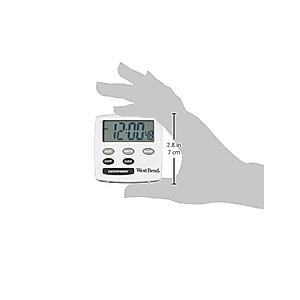 West Bend 40055 Kitchen Timer with Large Easy to Read Digital Display, Electronic Alarm with Magnet and Kickstand, White