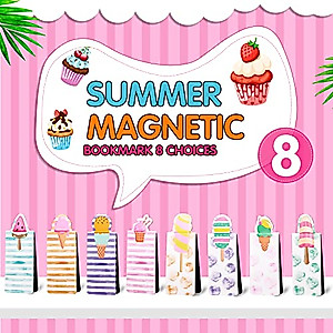 24 Pcs Summer Magnetic Bookmarks for Kids, Ice Cream Theme Funny Bookmarks for Students Kids Adults Reading