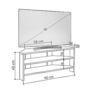 JV Home Thales Stylish Corner TV Stand Entertainment Unit | TV Cabinet | Meuble TV for Living Room, Bedroom Suitable up to 50” TVs (White)