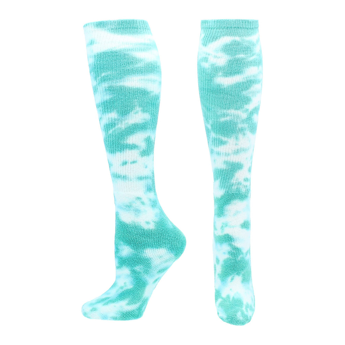 Tie Dye Multisport Tube Socks (Teal/White, Medium)