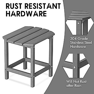 DAILYLIFE Outdoor Side Table, Adirondack Patio End Tables, Small Outdoor Coffee Table, HDPE Plastic End Table for Lawn, Garden, Beach, Pool, Balcony (Slate Gray, Single Layer)