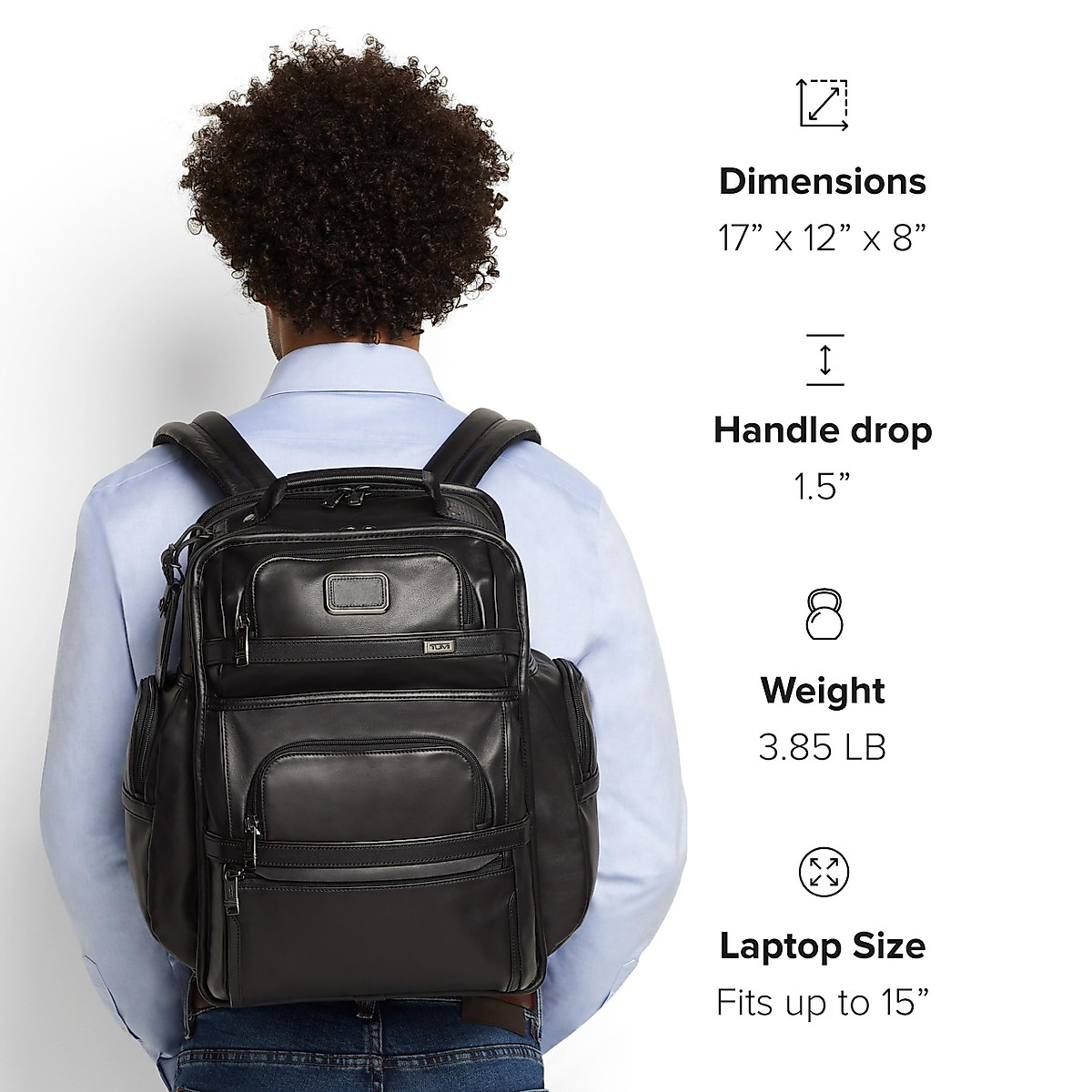 TUMI - Alpha 3 Leather Brief Pack - 15 Inch Computer Backpack for Men and Women - Black