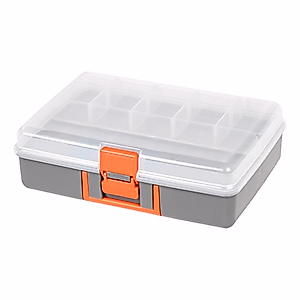 IRIS USA Medium Utility Parts Organizer, 2-Pack, Hardware Tools Crafts Sewing Supplies and Embellishments Carrying Case with Adjustable and Removable Dividers, Gray