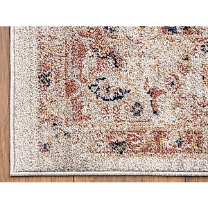 Abani Traditional Cream & Beige Vintage 5'3" X 7'6" Area Rug, Babylon Collection - Oriental Medallion Distressed Rug, Rugs
