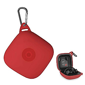 Anti Lost Carrying Protective Silicone Replacement Case for Beats Powerbeats Pro 2019 Full Body Protection Shockproof Powerbeats Charging Case Skin and Cover with Carabiner Red