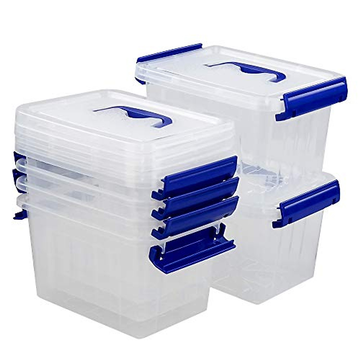 Xowine 3 L Clear Storage Box, Small Plastic Storage Latch Boxes, 6-Pack