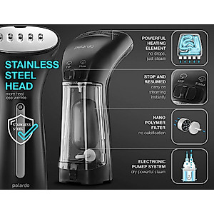 Steamer for Clothes, Hand Held Portable Travel Garment Steamer, Metal Steam Head, 25s Heat Up, Pump System, Mini Size, Handheld Steamer for Any Fabrics, No Water Spitting, 120V Black