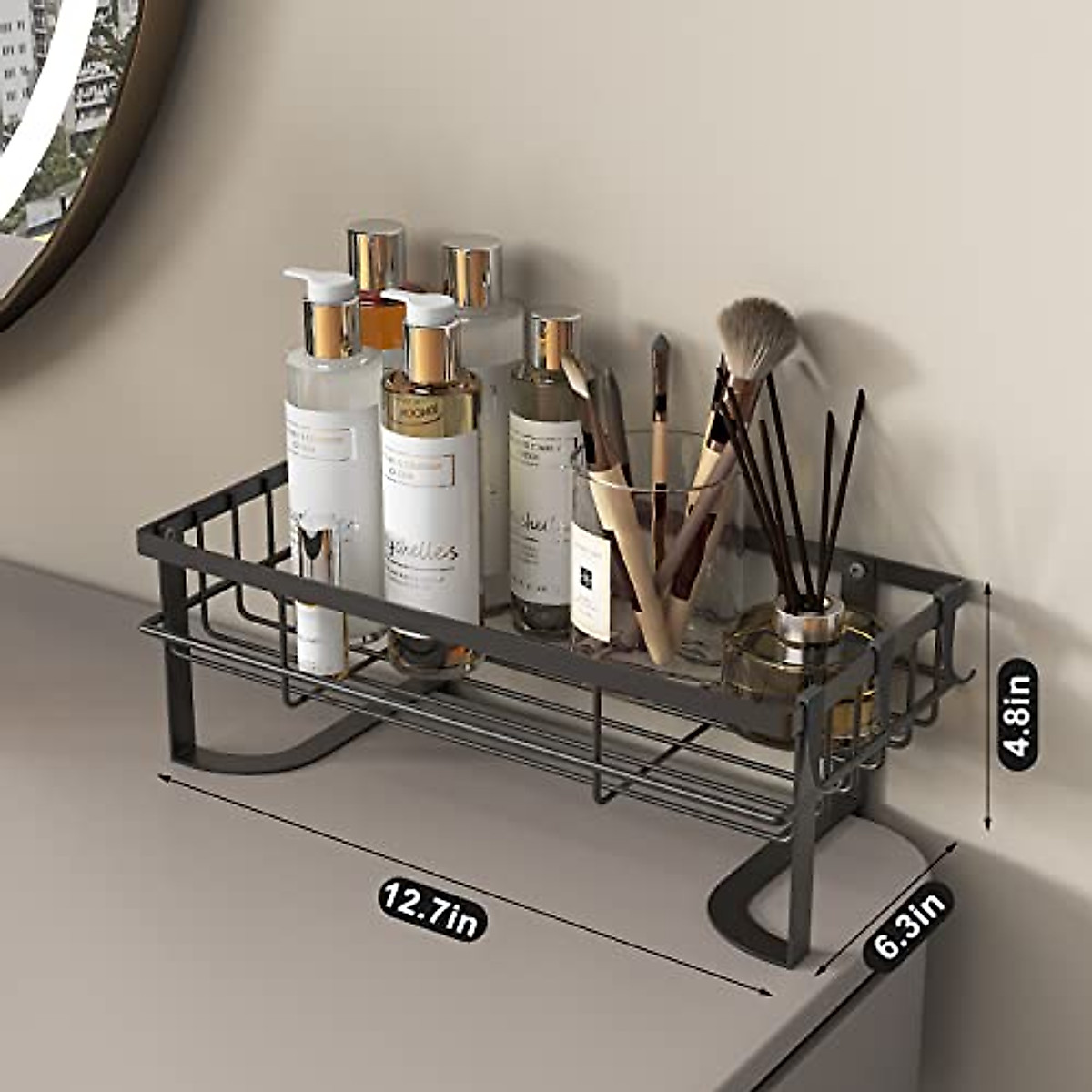 BriCabel Over The Toilet Storage - Bathroom Organizer Above Toilet Storage Shelf, Multifunctional Space Saver Countertop Metal Rack (1-Tier)