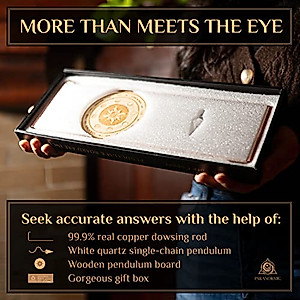 Copper Dowsing Rods Spiritual & Pendulum Board Kit with Mat & Quartz Crystal – Set of 2 Pure Copper Spiritual Rods – Discover Paranormal Secrets with Divining Rods by PARANORMIC