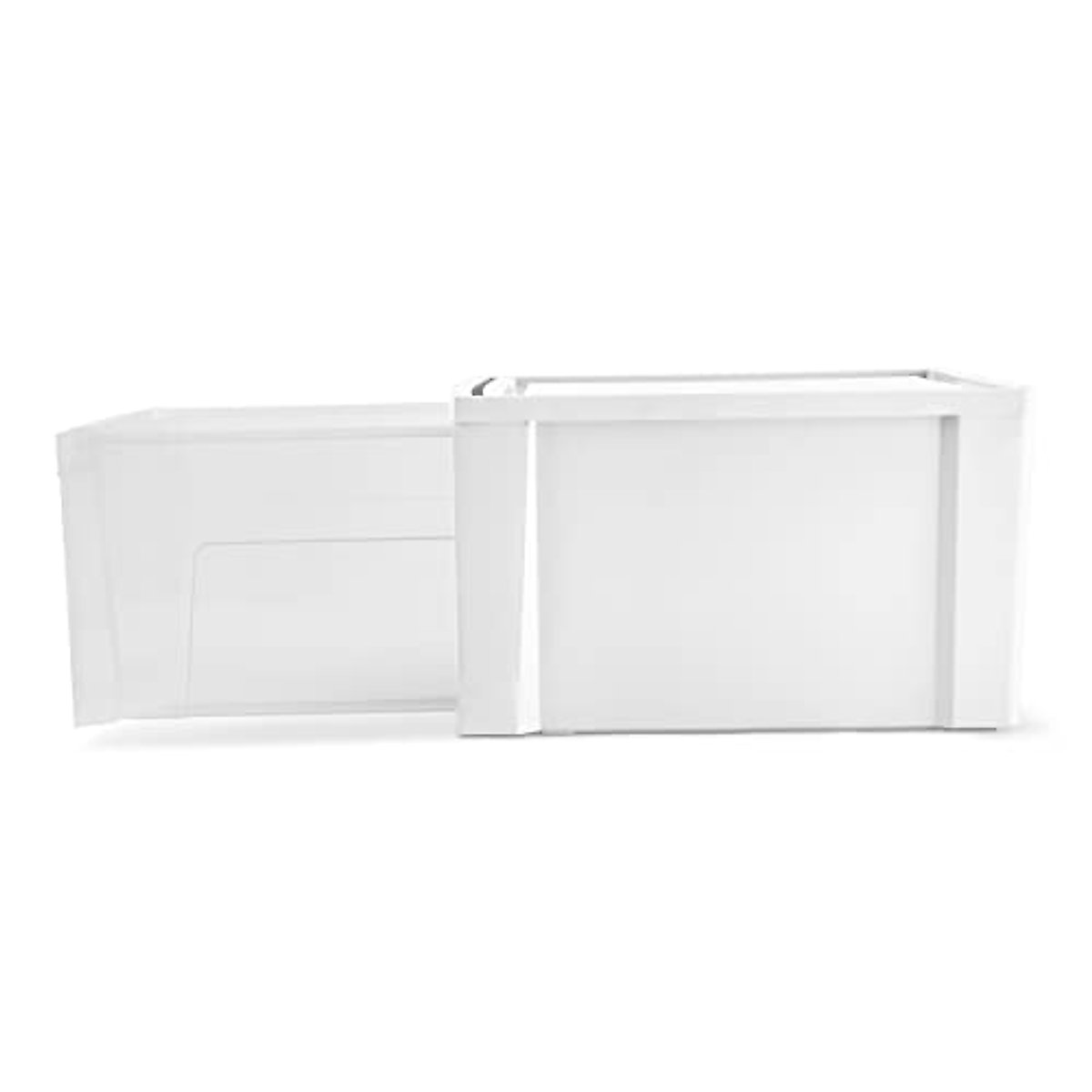 Starplast Large Stacking Drawer Unit: 1 Multiuse Plastic Storage Bin with Transparent Clear Pull-Out Stackable Drawer, 19.8 x 15.5 x 11.5 Inch 2 Colors