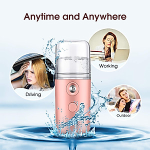 4 Pieces Nano Facial Sprayer Mini Facial Steamer Face Mist Steamer Mini Handy Mist Sprayer USB Rechargeable Nano Facial Mister for Daily Makeup (Black, Red, Blue, White)