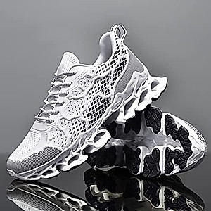 Nuofado Men Sport Trail Running Athletic Blade Sneakers Walking Shoes Tennis Shoes White Size 9.5