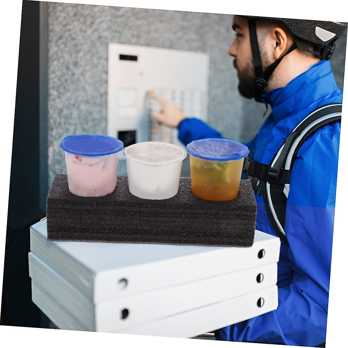 BCOATH 4 Pcs Cup Holder Milk Tea Holders Drink Carrier Tray to Go Coffee Holder Drink Carry Holder Cup Carrier Tray Tray Black Trays Takeout Cup Trays Cold Drink Pearl Cotton Sofa