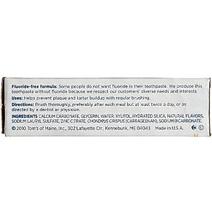 Tom's of Maine, Fluoride Free Antiplaque & Whitening Toothpaste - Peppermint, 1 Ounce