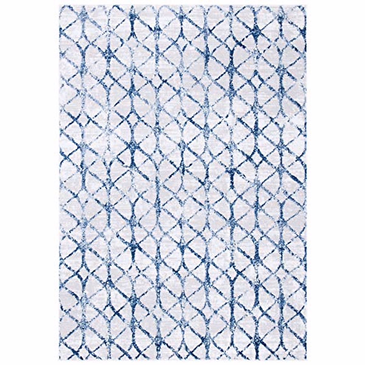 SAFAVIEH Amelia Collection 4' x 6' Grey / Navy ALA792G Geometric Non-Shedding Living Room Bedroom Accent Rug