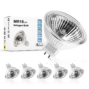 WeshLMPO MR16 Halogen Light Bulb 2 pin 50W 12V, 500LM High Output GU5.3 Base for Landscape Lights, Track Lights, Fiber Optics, Desk Lamps, 2700K Warm White Dimmable, 6 Pack