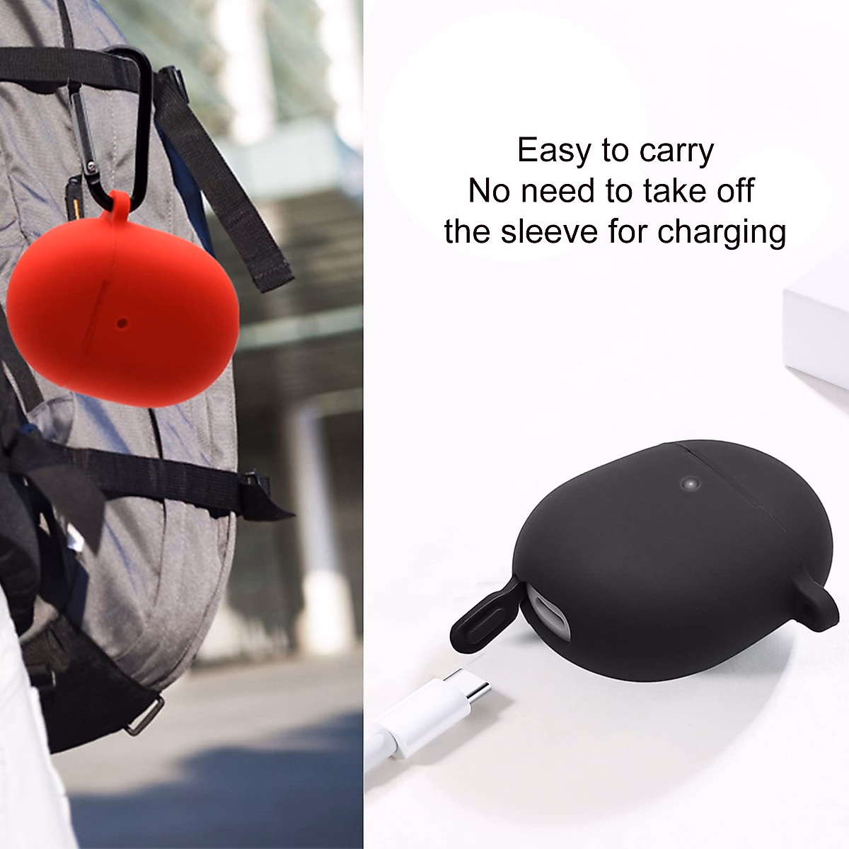 Carring Case for Google Pixel Buds Pro (2022 Hybrid Active Noise Cancelling Earbuds,Premium Soft Skin Cover Shock-Absorbing, Protective Finder Case with 2 Keychain Mint Green+Sky Blue