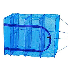 CLISPEED 2pcs Foldable Fish Cage Meat Dehydrater Foldable Basket Flower Food Foldable Drying Rack Mesh Hanging Dryer Rack Drying Basket Nylon Multi-layer Net Blue Nylon Hanging Hanger