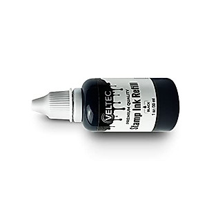 Veltec Self-Inking Stamp Refill Ink, Squeeze Bottle – 1 oz. (Black)