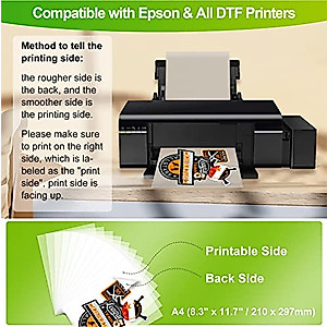 CenDale DTF Transfer Film - A4(8.3" x 11.7") 30 Sheets Double-Sided Matte Clear PreTreat Sheets- PET Heat Transfer Paper for DYI Direct Print on T-Shirts Textile