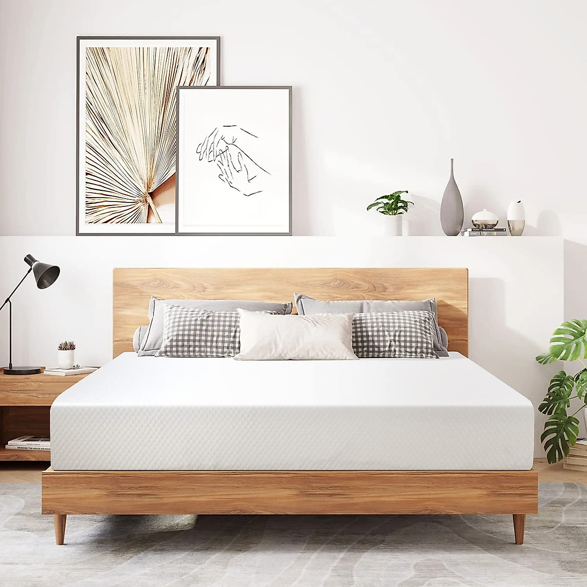 5/6/8/10/12-inch Gel Memory Foam King Size Mattresses in A Box King Size Lucid Mattress for Cool Sleep & Pressure Relief King Size Mattresses Medium Firm Mattress,CertiPUR-US 80×76×10，White