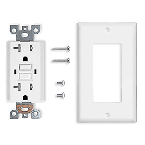 Everelectrix 10 Pack GFCI White Outlet Receptacle, Tamper Resistant GFCI Outlet 20 Amp/125-Volt, Self-Test Function with LED Indicator 20 Amp GFCI Outlets, UL/cUL Listed, Wall Plate Screws Included
