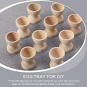 Toddmomy 24Pcs Wooden Egg Cups Easter Egg Cup Wood Egg Stands Easter Egg Holders Stands for DIY Crafts Easter Party Supplies