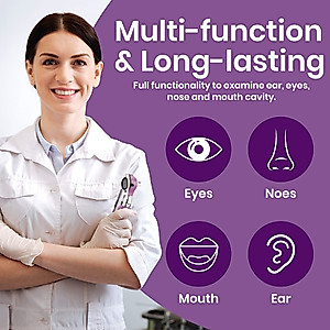 Zyrev Otoscope Oph Multi-Function Set - Otoscope/Opthalmoscope for Ear & Eye Examination - with Portable Carry Case, Sight Chart, Replacement Tips (Purple)