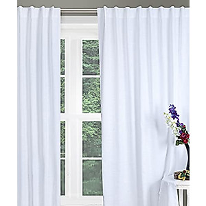 HOMIDATE Farmhouse Cotton Curtains 50"x84" – White in Khadi Textured with Tab top Style - Ideal for Window, Bathroom, and Living Room Décor