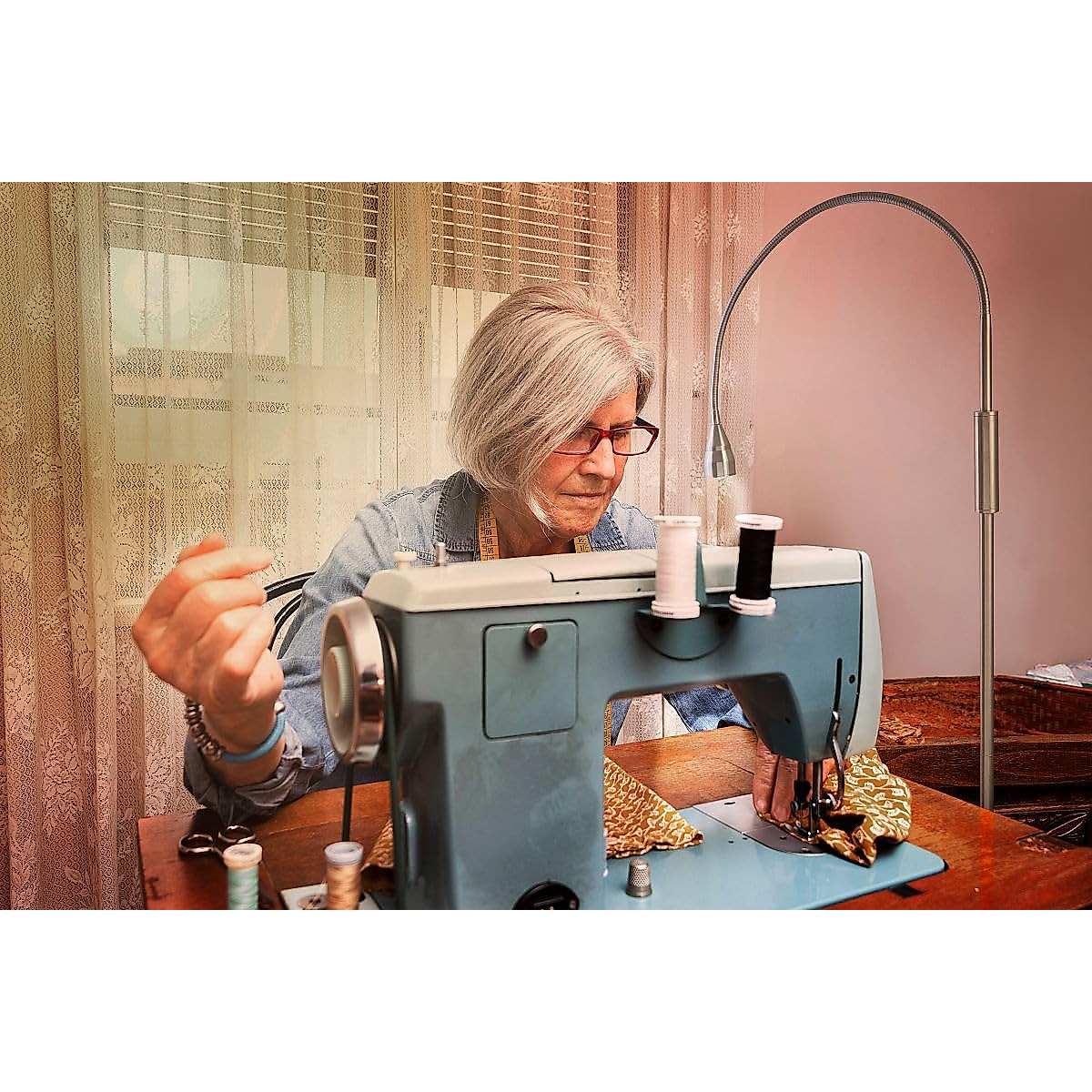 daylight24 402051-07 Natural Daylight Battery Operated Cordless Floor Lamp, Antique Brass