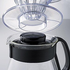 Hario V60 Glass Range Coffee Server Pour Over Carafe Microwave Safe 800mL, Black