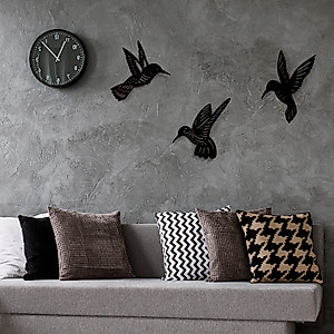 3 Pieces Wood Hummingbird Wall Art Decor 9 inch Hummingbird Wall Decorations for Bedroom Black Wood Wall Sculpture Bird Indoor Kitchen Wall Hanging Balcony Decor for Home Bedroom Office Garden