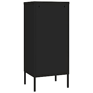 GOLINPEILO Metal Storage Cabinet with Single Doors and 2 Adjustable Shelves, Steel Garage Storage Cabinet File Cabinet Counter Cabinet for Home Office, Garage, Gym, School, 16.7"x13.8"x40" Black