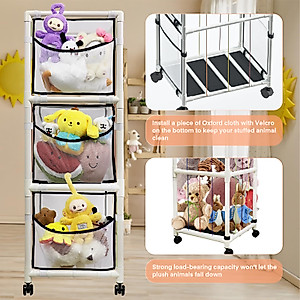 TopDirect Stuffed Animal Zoo Storage, Zoo Animals Toy Holder, Large Animal Cage Organizer Soft Toy Shelf Nursery Room Ball Storage, PVC with Elastic Band and Net for Nursery Play Room Bedroom
