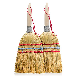 Redecker Hand Brush with Wooden Handle, Rice Straw, Untreated Beechwood, Set of 2, 10-Inches