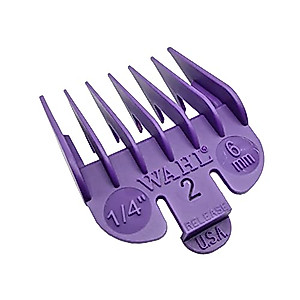 Wahl Professional Color Coded Comb Attachment #3124-703 - Purple #2 - 1/4" (6.0mm) - Great for Professional Stylists and Barbers