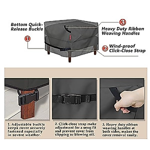 Porch Shield Patio Ottoman Cover - Waterproof Outdoor Square Side Table Covers – 22L x 22W x 18H inch, Black