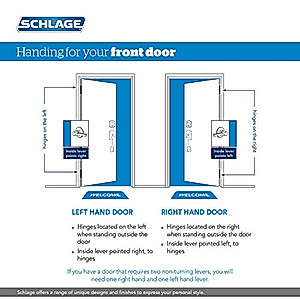 Schlage FE285 CEN 622 LAT CEN Century Front Entry Handleset with Latitude Lever, Lower Half Grip, Matte Black