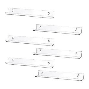 Acrylic Floating Shelves Display Ledge, 6pcs Clear Wall Display Shelf - Invisible Shelf Wall Ledge Bookshelf - Wall Mounted Storage Shelf for Kitchen/Bathroom/Office, Spice Rack