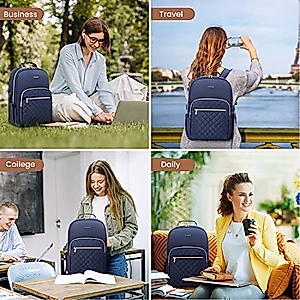 LOVEVOOK Laptop Backpack for Women, Quilted Business Travel 15.6-inch Computer Bag, Doctor Nurse Backpack Purse for Work, Navy