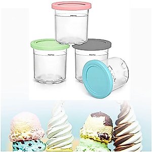 REMYS Creami Deluxe Pints, for Ninja Ice Cream Maker Cups,16 OZ Ice Cream Storage Containers Safe and Leak Proof Compatible with NC299AMZ,NC300s Series Ice Cream Makers