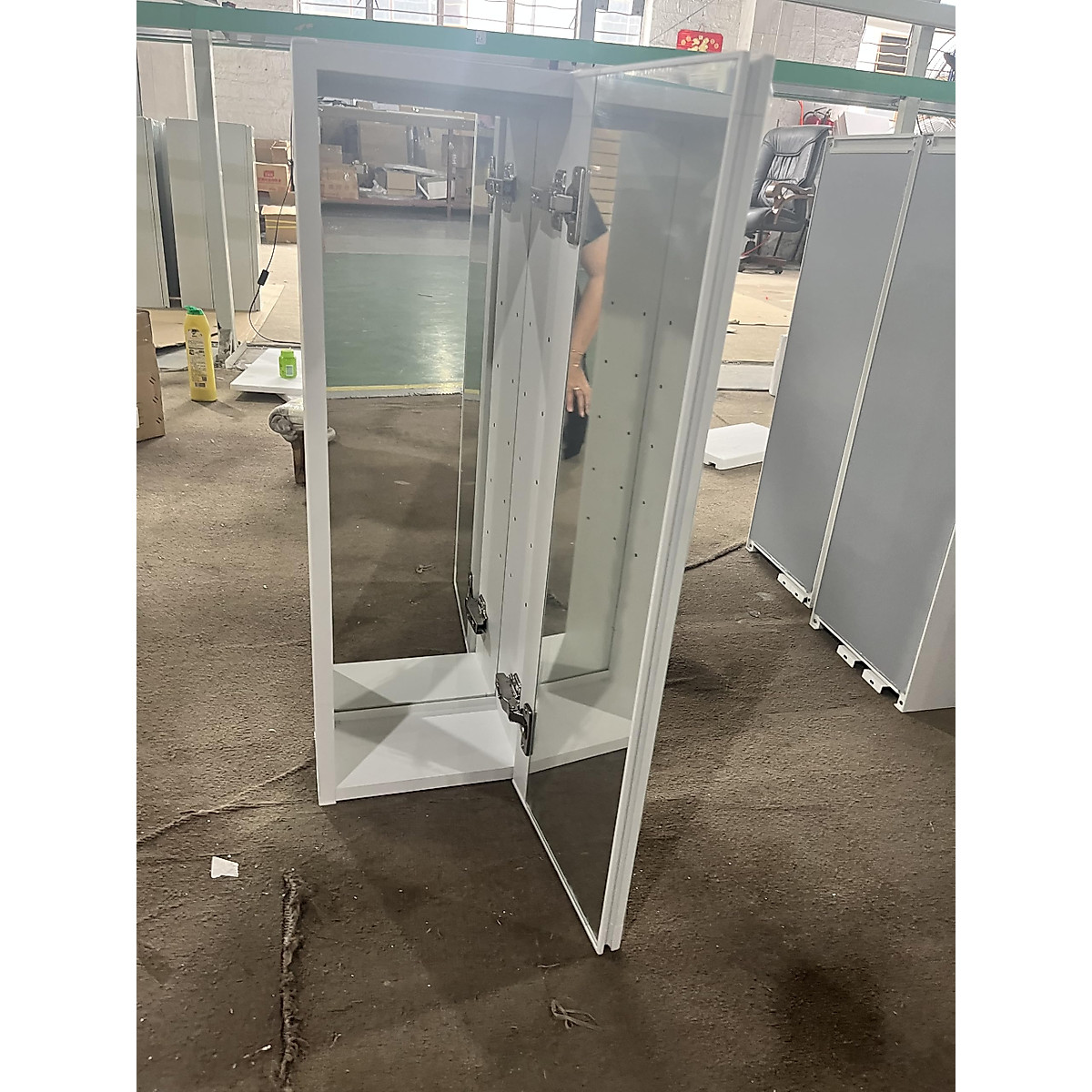 Generic 30x10 inch White Medicine Cabinet with Storage Aluminum Bathroom Medicine Cabinets Mirror Adjustable Glass Shelves Right Open