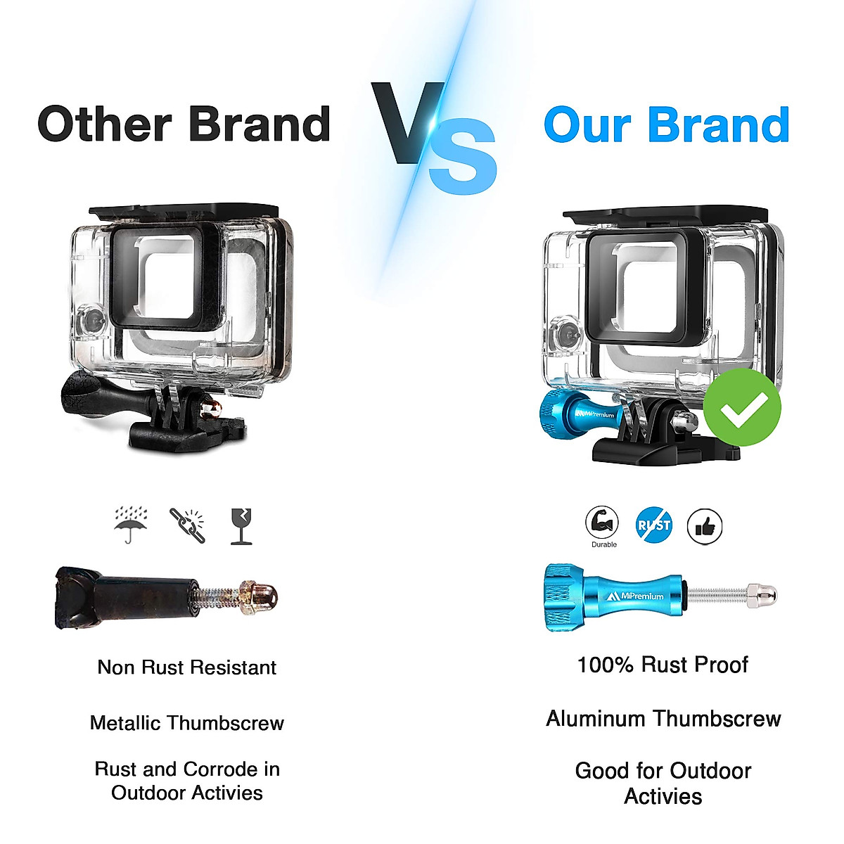 MiPremium Waterproof Housing Case for GoPro Hero 7 6 & 5 Black. Underwater Protective Diving Shell Cage Mount Accessories Aluminium Screw & Quick Release Buckle Accessory for Hero7 Action Camera