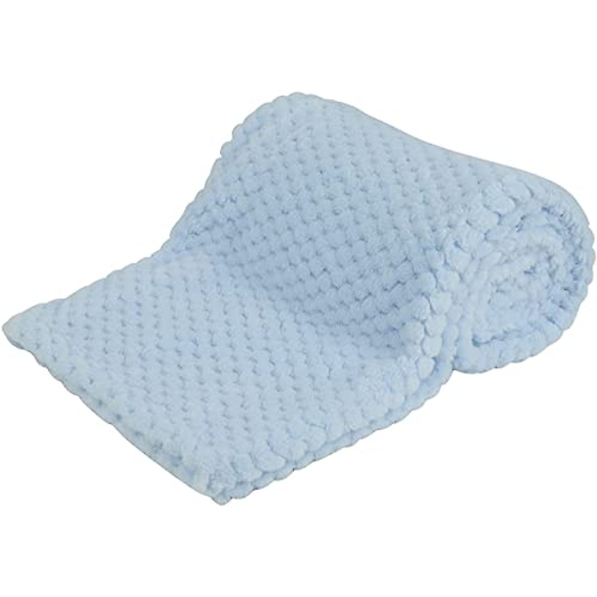 Baby Fuzzy Blanket Fluffy Waffle Flannel Fleece Blanket Super Soft Warm Cozy for Newborn Infant Toddler Kids Boy Newborn Receiving Blanket for Crib, Stroller, Travel, Decorative Boy Blue
