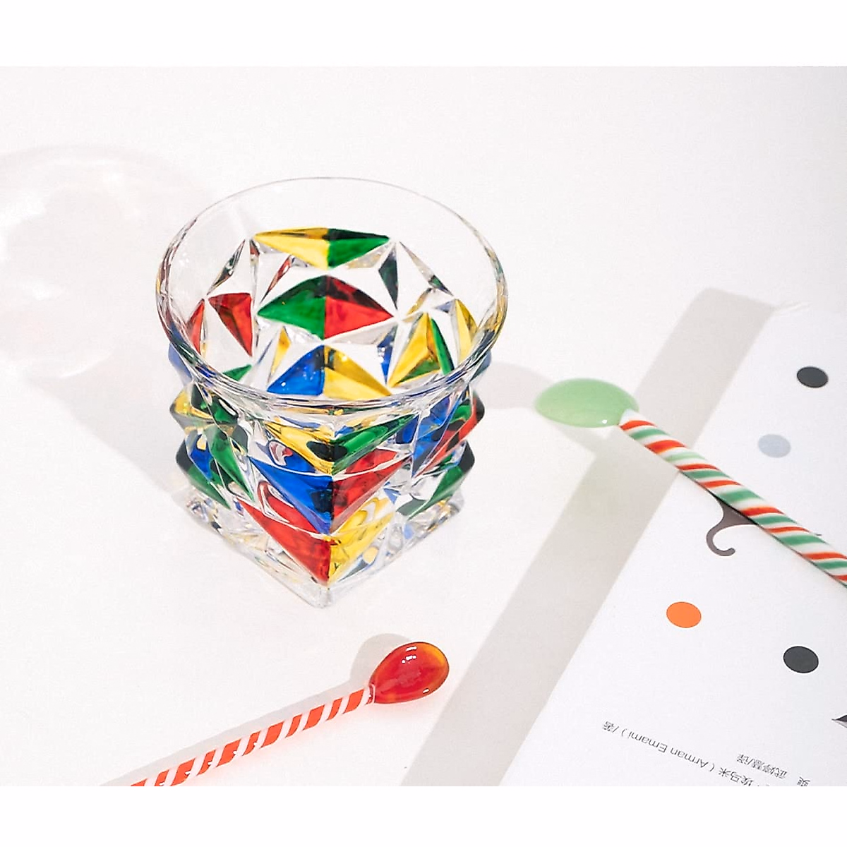 MAGCOLOR Whiskey Glass Set of 2- Lead-Free Crystal Colorful Clear Glacier texture- Premium 10 OZ Scotch Glasses for Drinking Bourbon, Scotch Whisky, Cocktails, Cognac - Fathers Day Gift