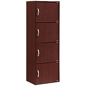 Pemberly Row 4 Shelf 4 Door Bookcase in Mahogany