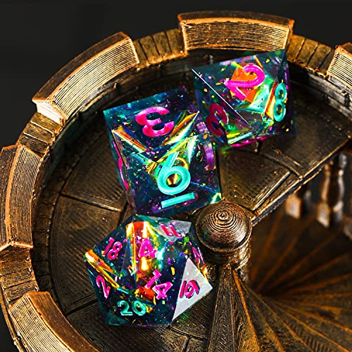 DND Dice,Dice Set, D&D Dice, Dungeons and Dragons Dice, Sharp Edge Dice for Table Games (Magic World)