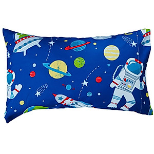 Bloomsbury Mill - 4 Piece Toddler Comforter Set - Outer Space, Rocket & Planet - Blue - Kids Bedding Set